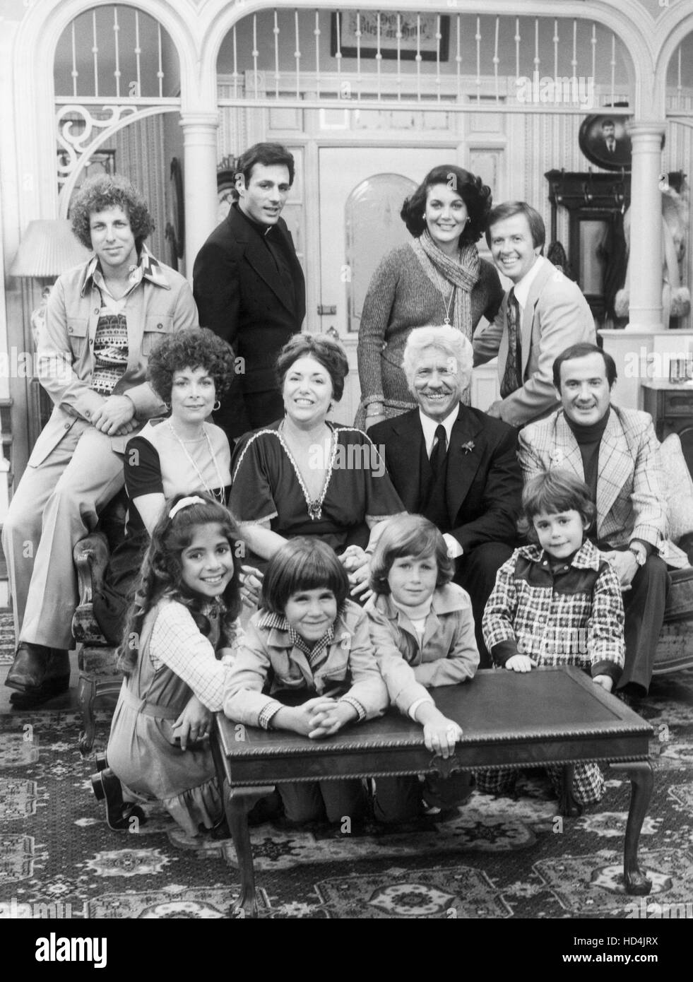 THE MONTEFUSCOS, back from left: Sal Viscuso, John Aprea, Linda Dano ...