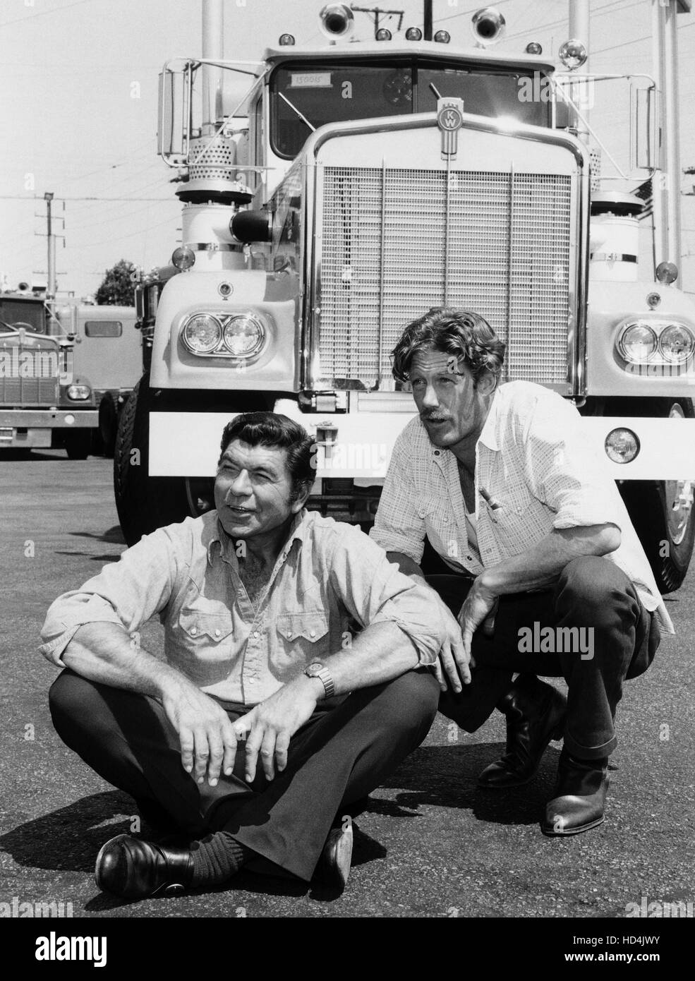 MOVIN' ON, from left: Claude Akins, Frank Converse, 1974-76 Stock Photo ...