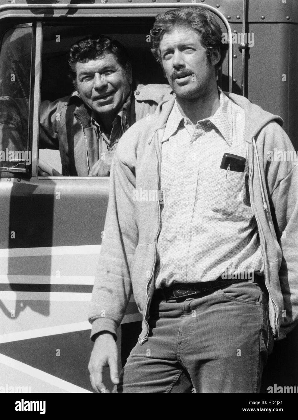 MOVIN' ON, from left: Claude Akins, Frank Converse, 1974-76 Stock Photo ...