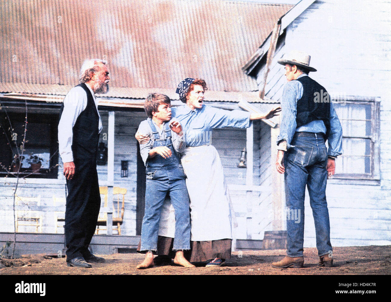 THE RED PONY, from left: Jack Elam, Clint Howard, Maureen O'Hara, Henry ...