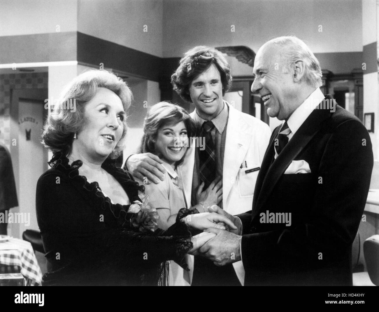 ANGIE, from left: Doris Roberts, Donna Pescow, Robert Hays, John ...