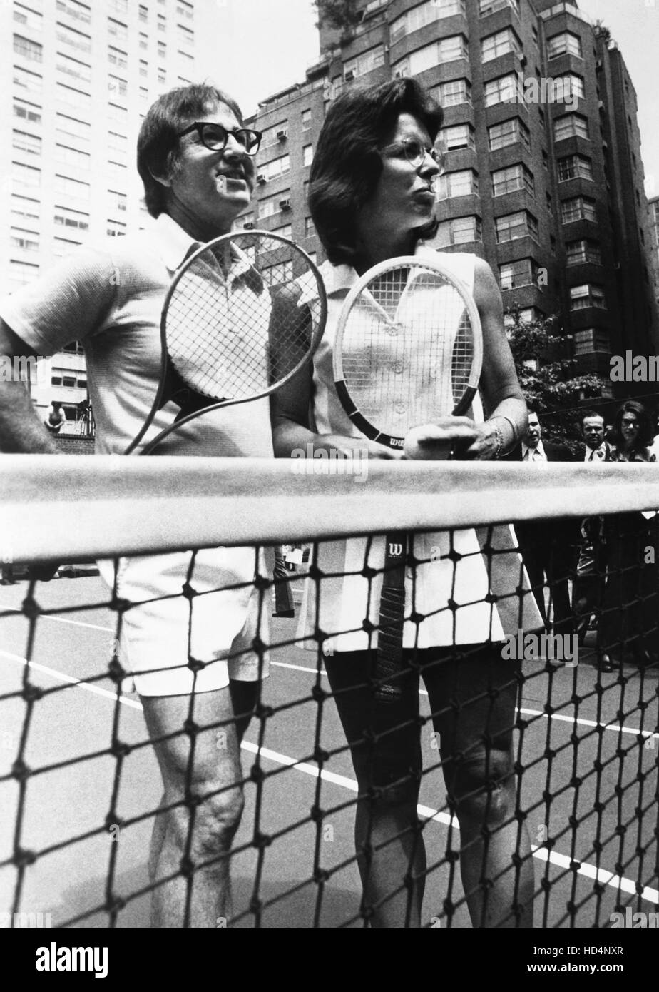BOBBY RIGGS VS. BILLIE JEAN KING: TENNIS BATTLE OF THE SEXES, from left ...