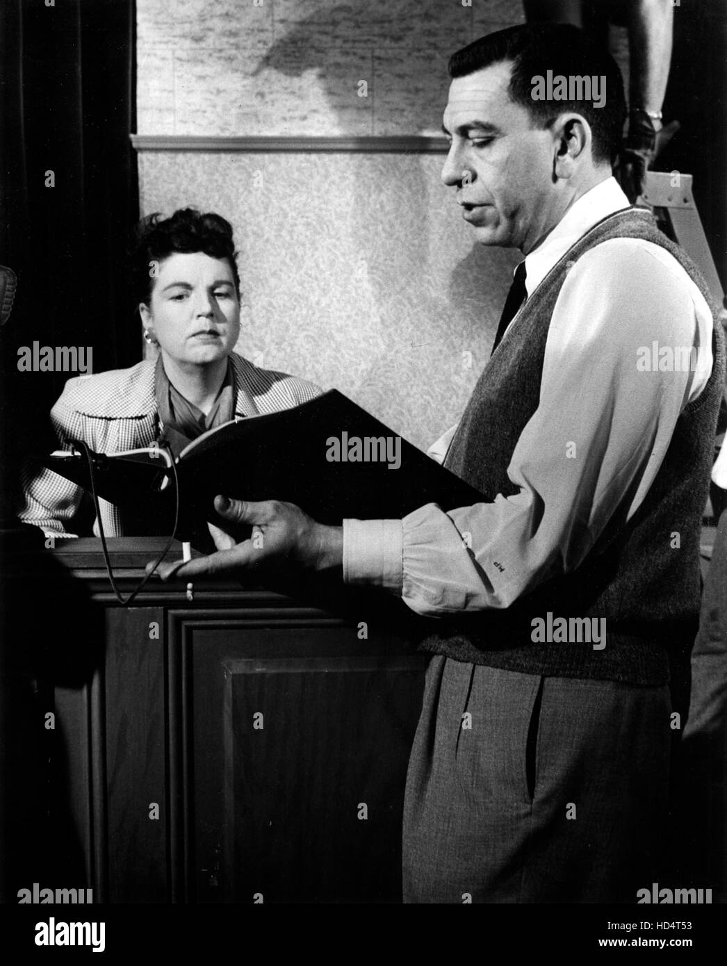 DRAGNET, Jack Webb, directing Mrs. Mary Bigler, in a scene, from the TV ...