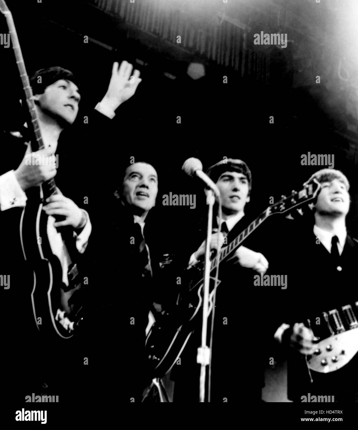 THE ED SULLIVAN SHOW, Paul McCartney, Ed Sullivan, George Harrison ...