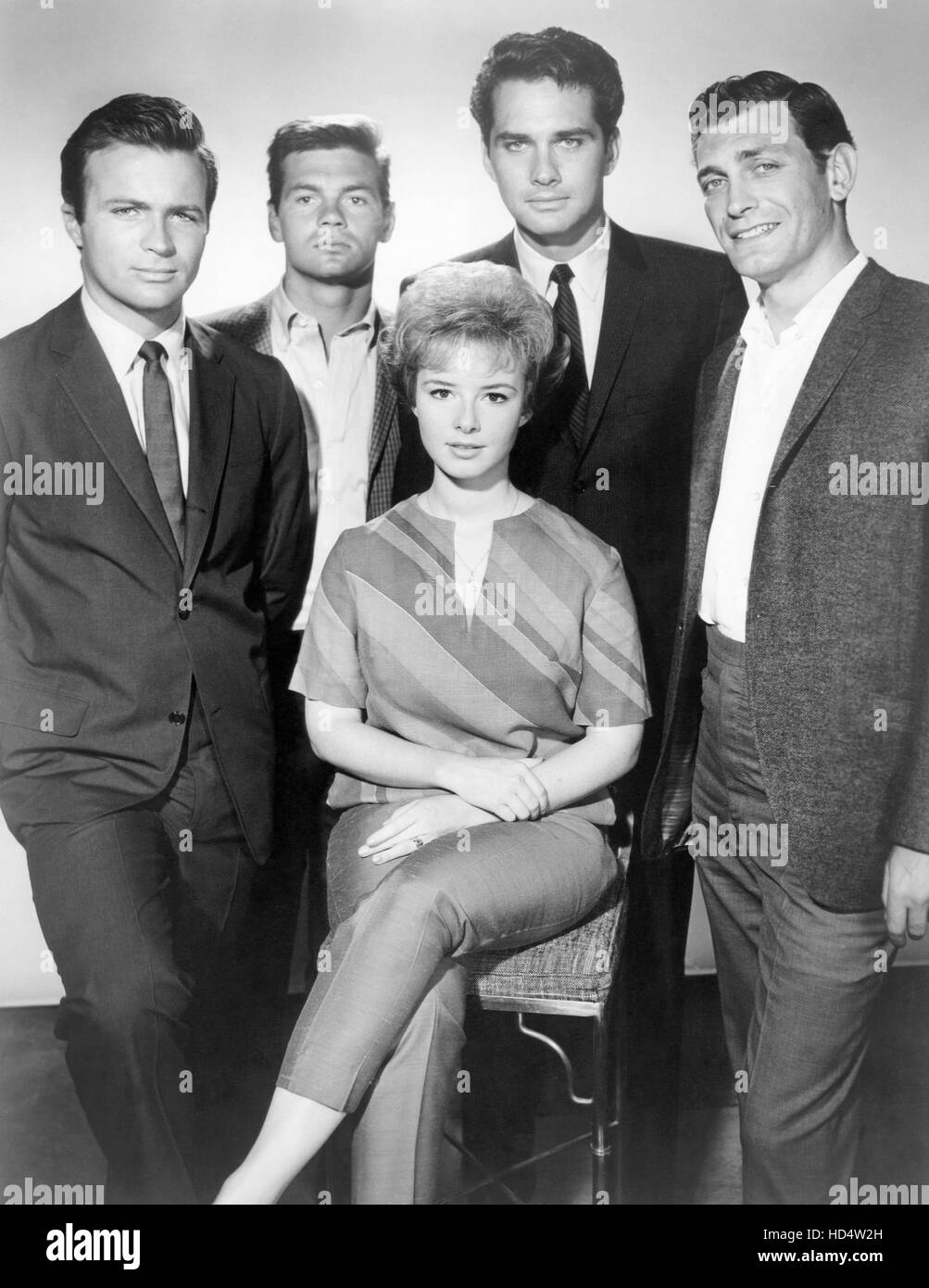 FOLLOW THE SUN, (l-r): Barry Coe, Gary Lockwood, Gigi Perreau, Brett ...
