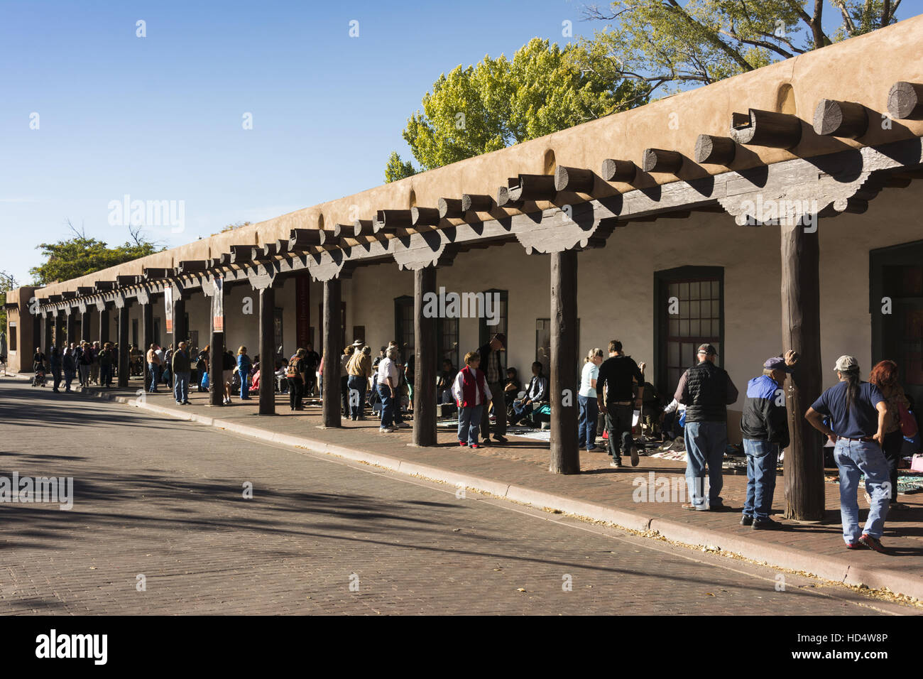 New Mexico, Santa Fe, Santa Fe Plaza, Palace of the Governors Stock ...