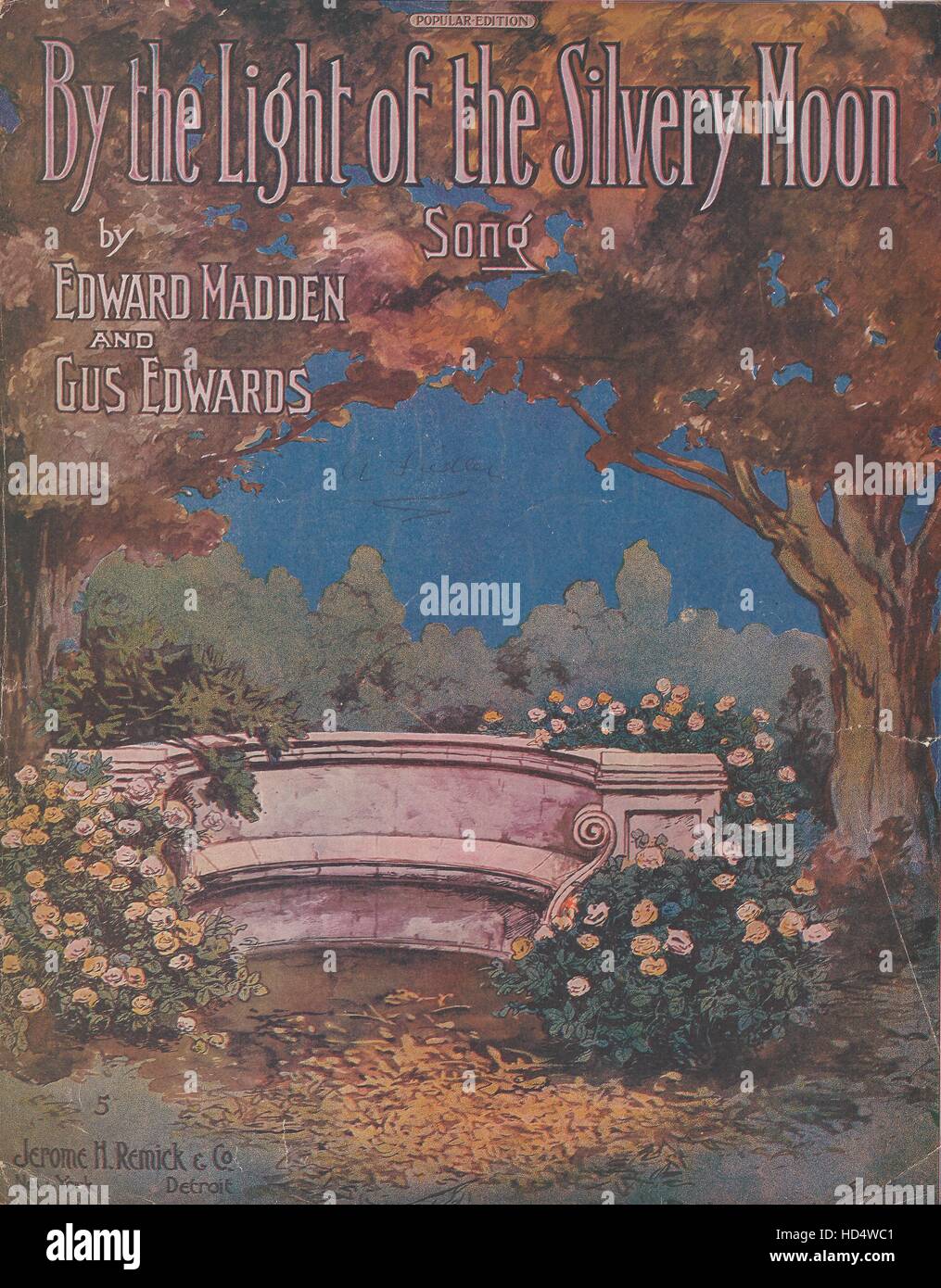 "By the Light of the Silvery Moon" 1909 Sheet Music Cover Stock Photo ...