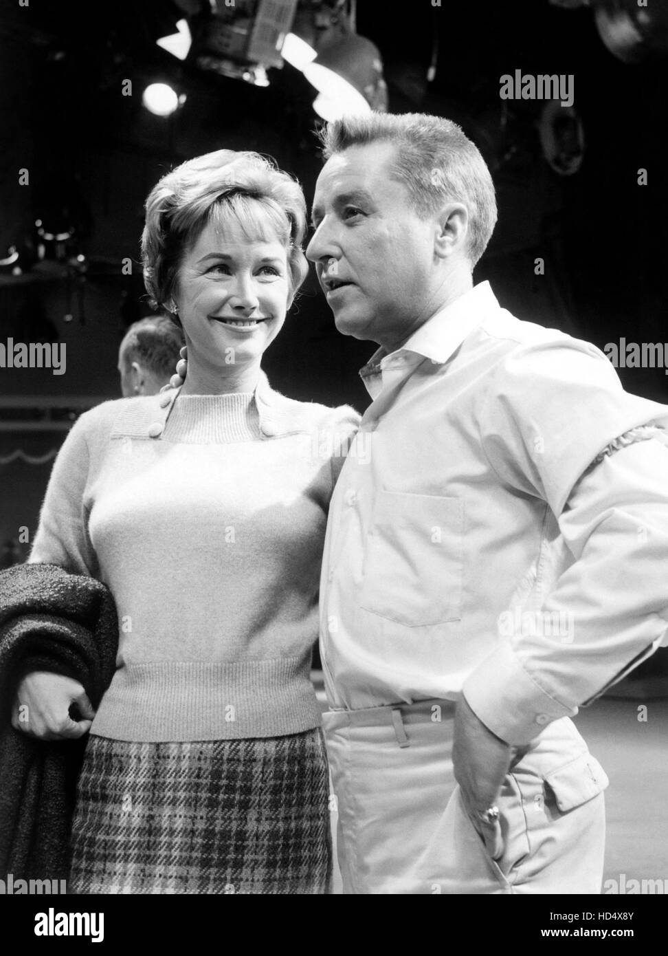 THE GEORGE GOBEL SHOW, from left: Phyllis Avery, George Gobel on set ...