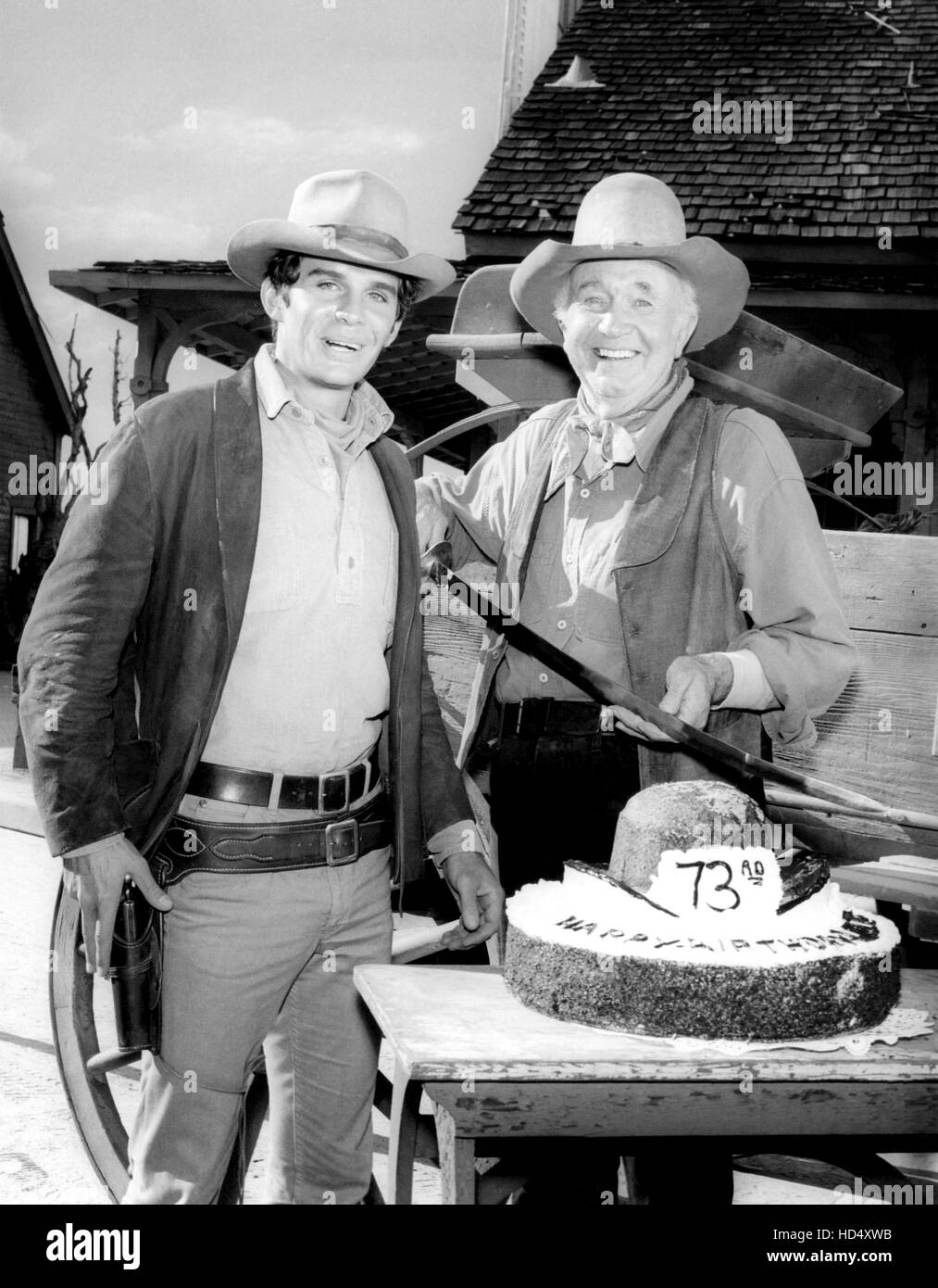 THE GUNS OF WILL SONNETT, Dack Rambo, Walter Brennan celebrating ...
