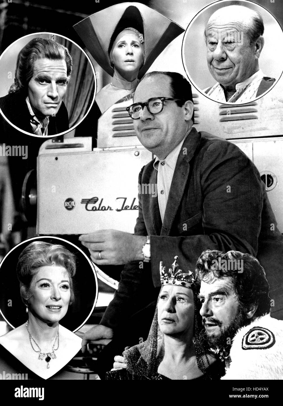 Producer George Schaefer surrounded by various pictured productions of ...