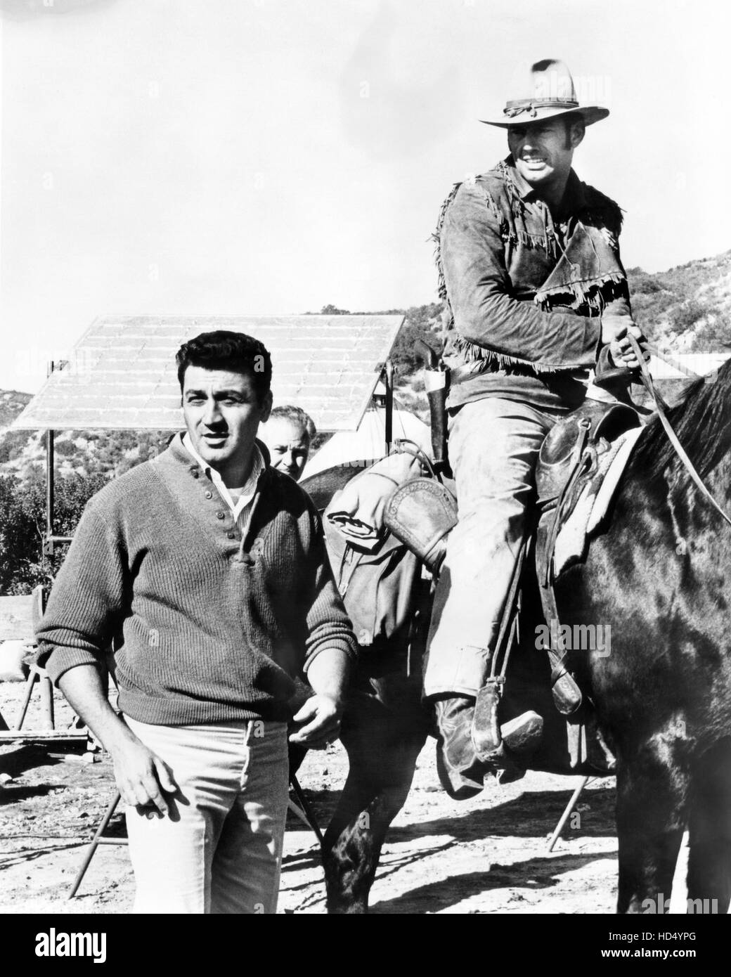 HONDO, executive producer Andrew J. Fenady, Ralph Taeger on set, 1967 ...