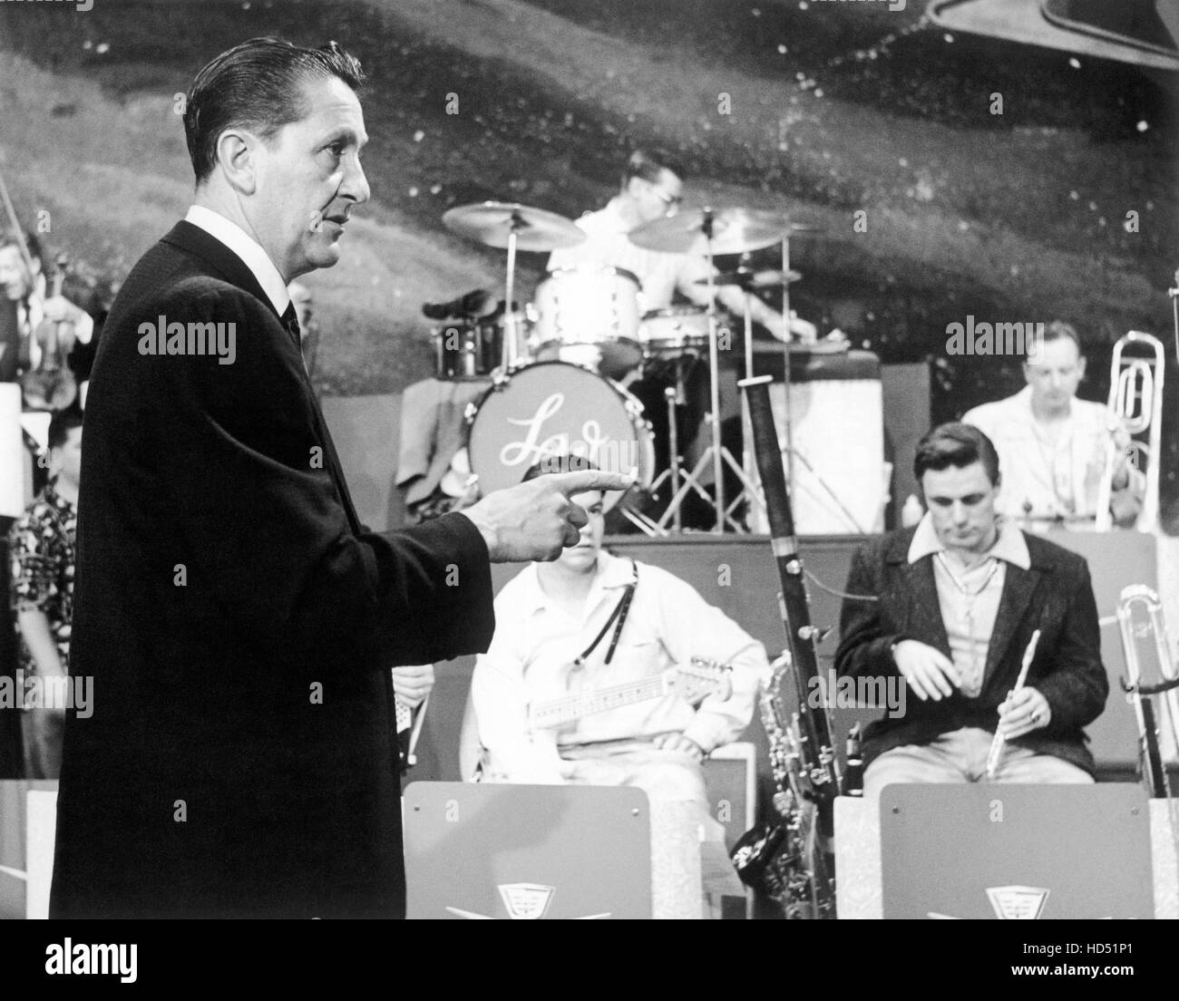 THE LAWRENCE WELK SHOW, Lawrence Welk and orchesta at rehearsal, 1955 ...