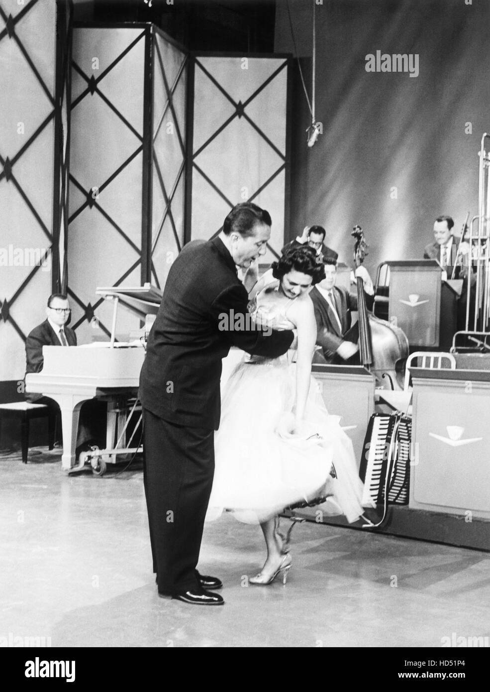 THE LAWRENCE WELK SHOW, dancing from left: Lawrence Welk, Alice Lon ...