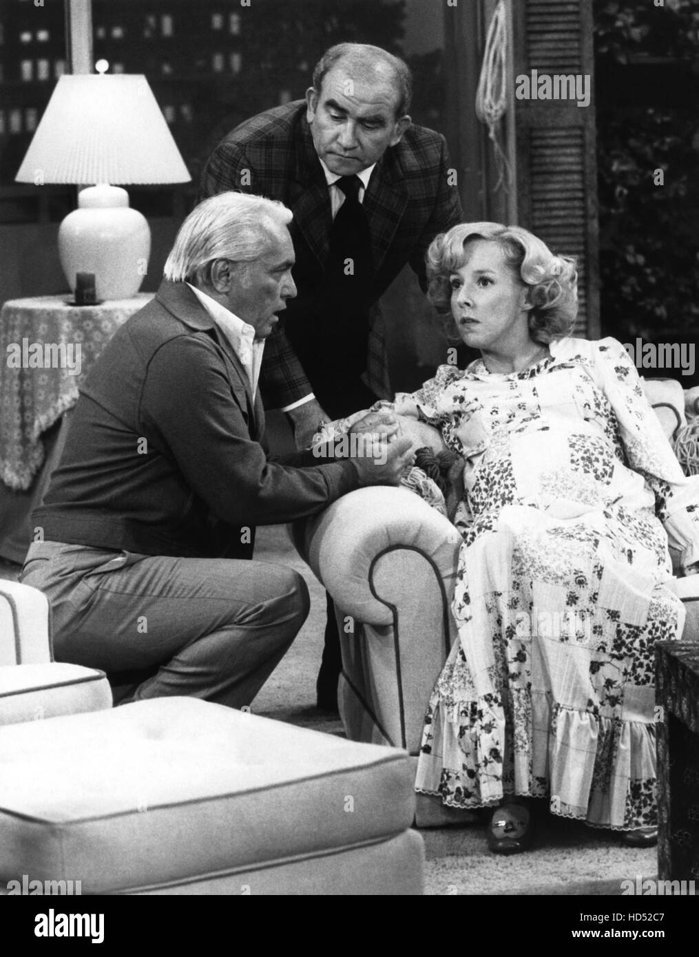 THE MARY TYLER MOORE SHOW, from left: Ted Knight, Edward Asner, Georgia ...
