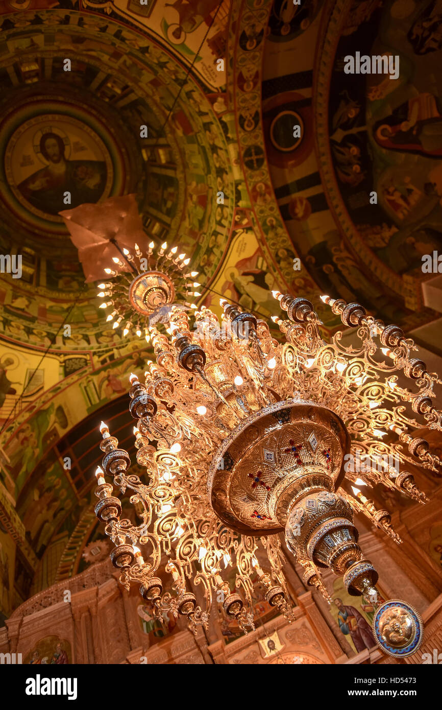 Floor lamp in the church in natural light Stock Photo - Alamy