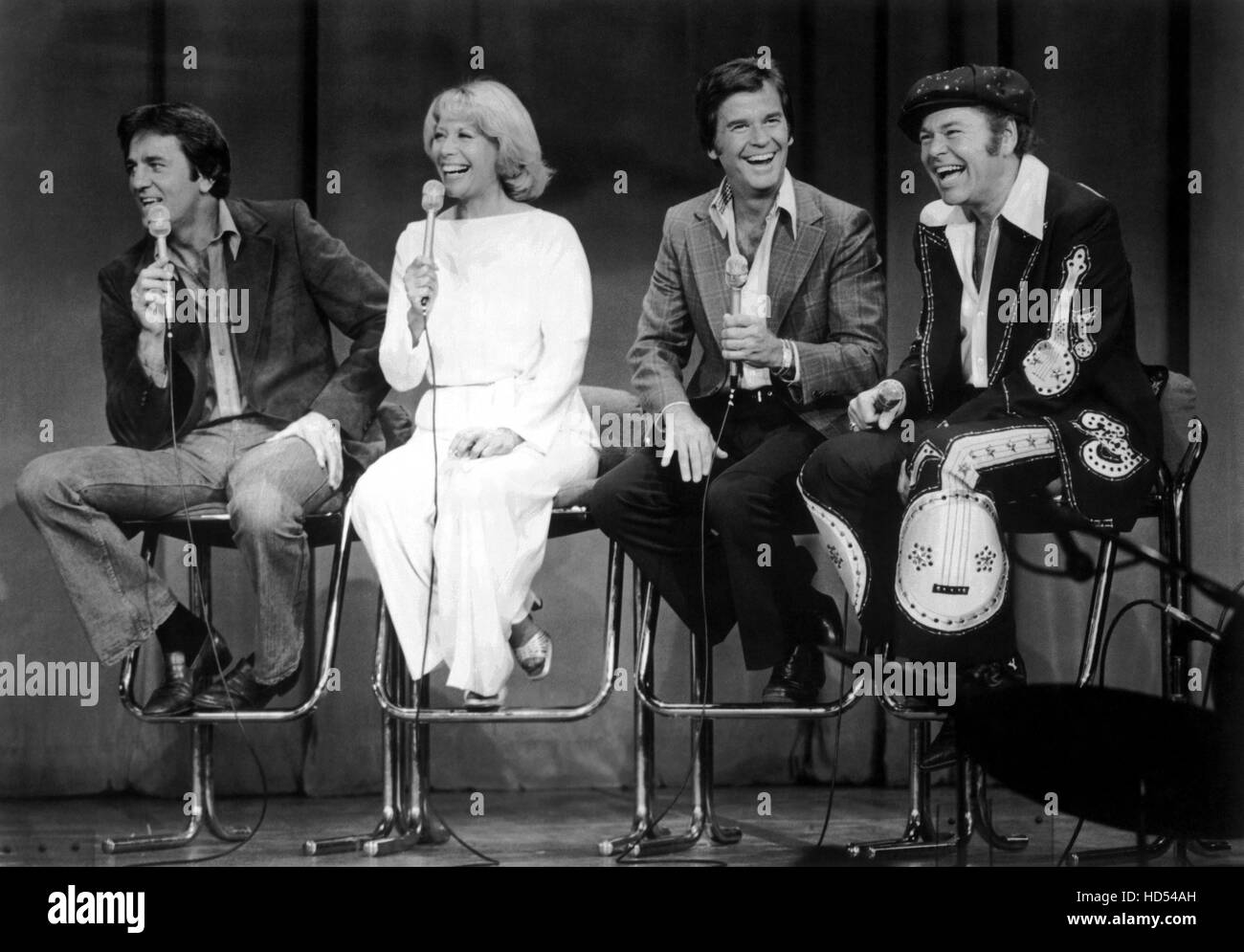 DINAH!, from left: Don Meredith, Dinah Shore, Dick Clark, Roy Clark (ca ...
