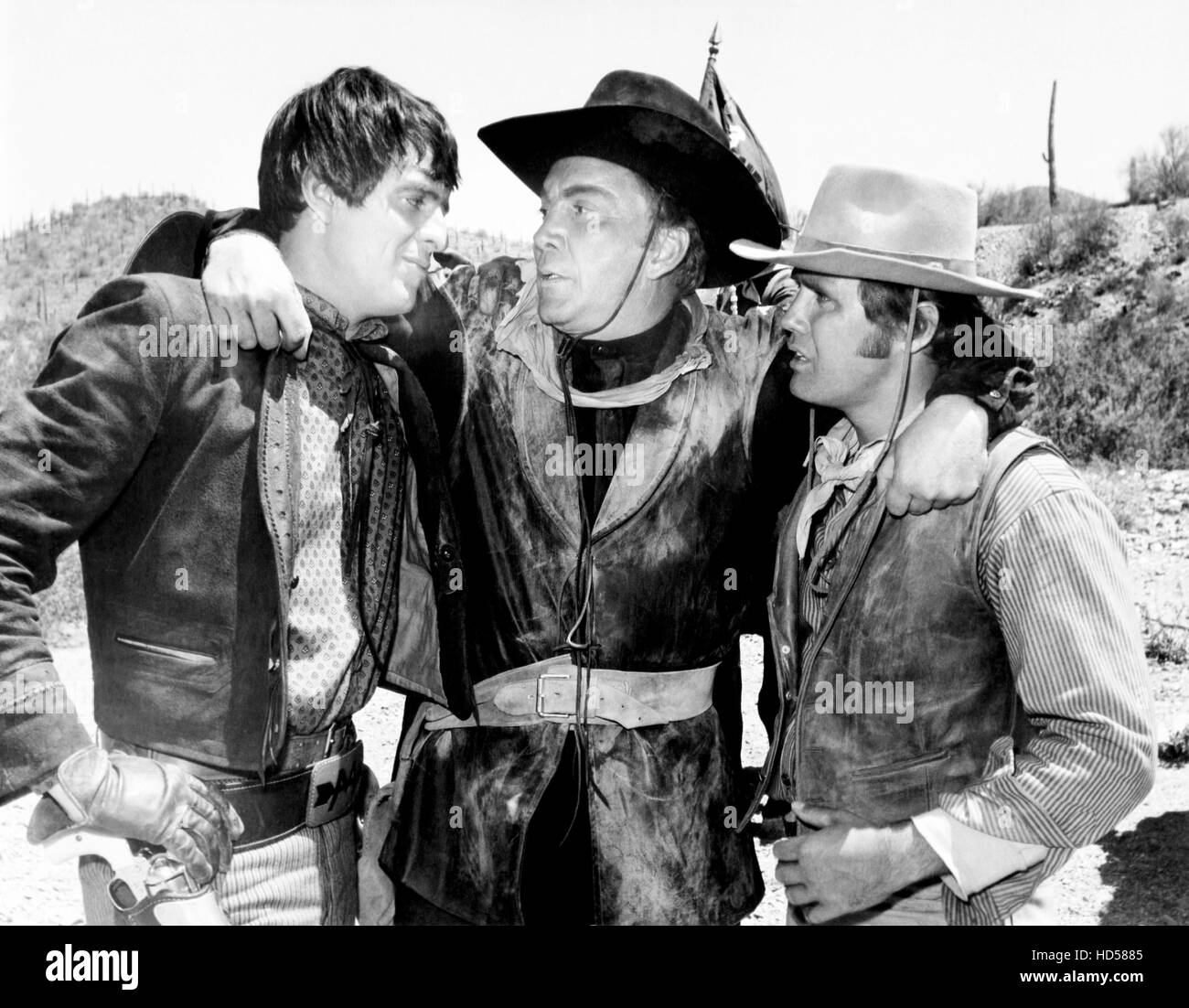THE HIGH CHAPARRAL, (from left): Henry Darrow, Cameron Mitchell, Mark Slade, 1967-71 Stock Photo ...