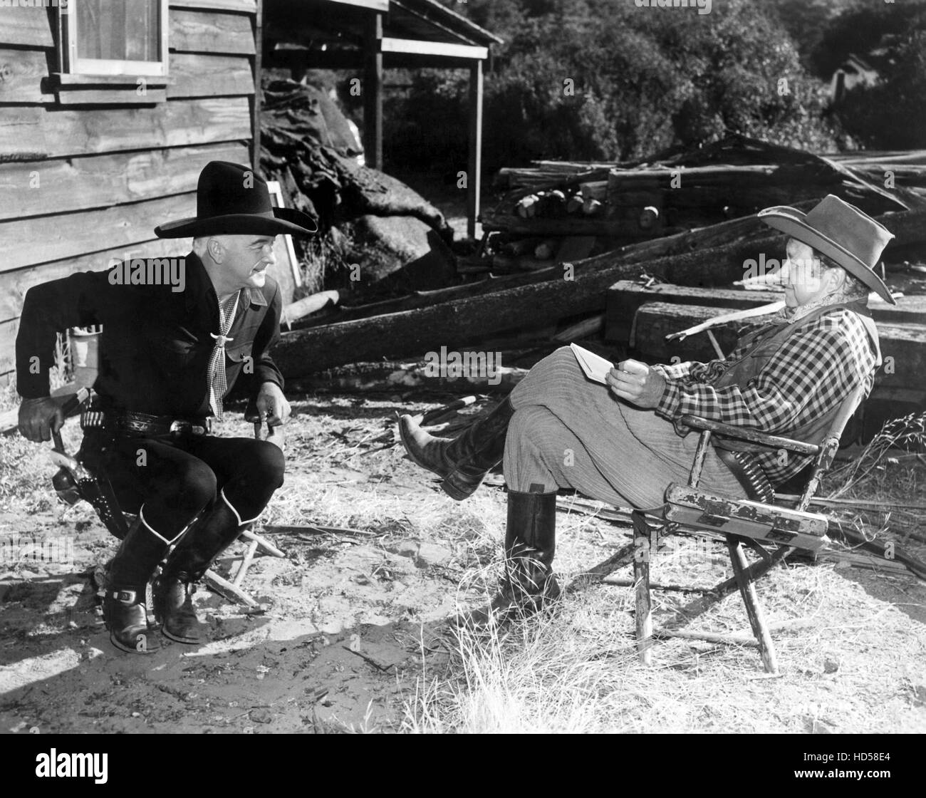 HOPALONG CASSIDY, William Boyd, Edgar Buchanan on set, 1952 Stock Photo ...