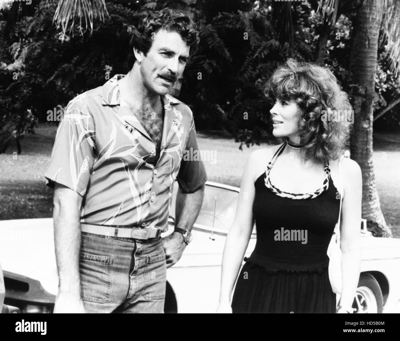 MAGNUM P.I., from left, Tom Selleck, Jill St. John, 'Three Minus Two ...
