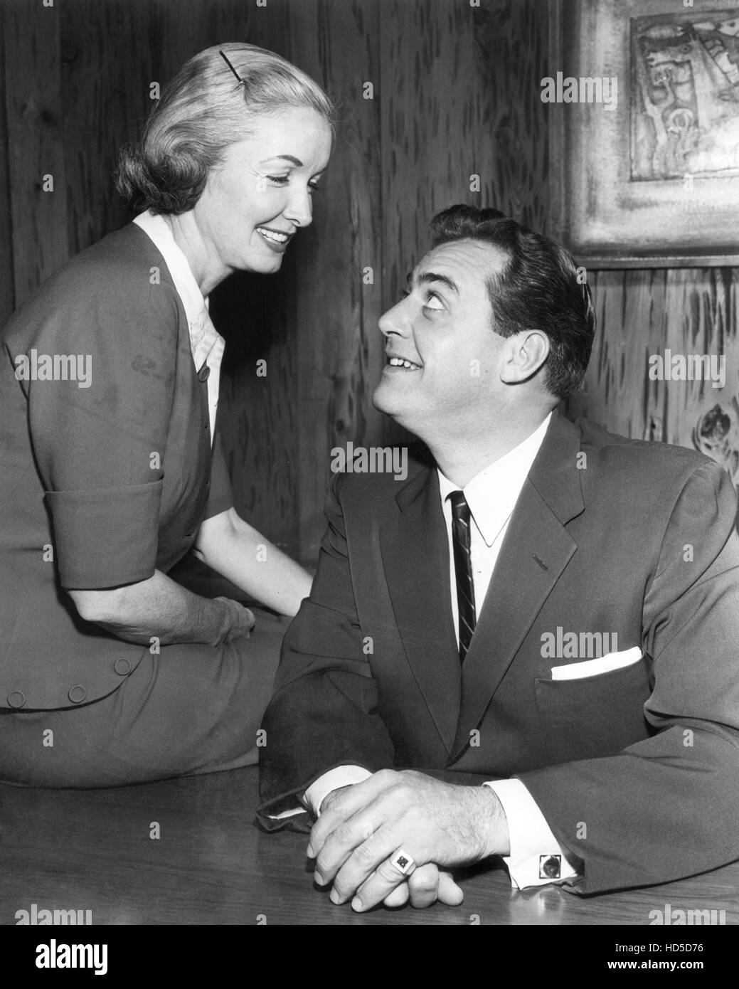 PERRY MASON, executive producer Gail Patrick, Raymond Burr on-set ...