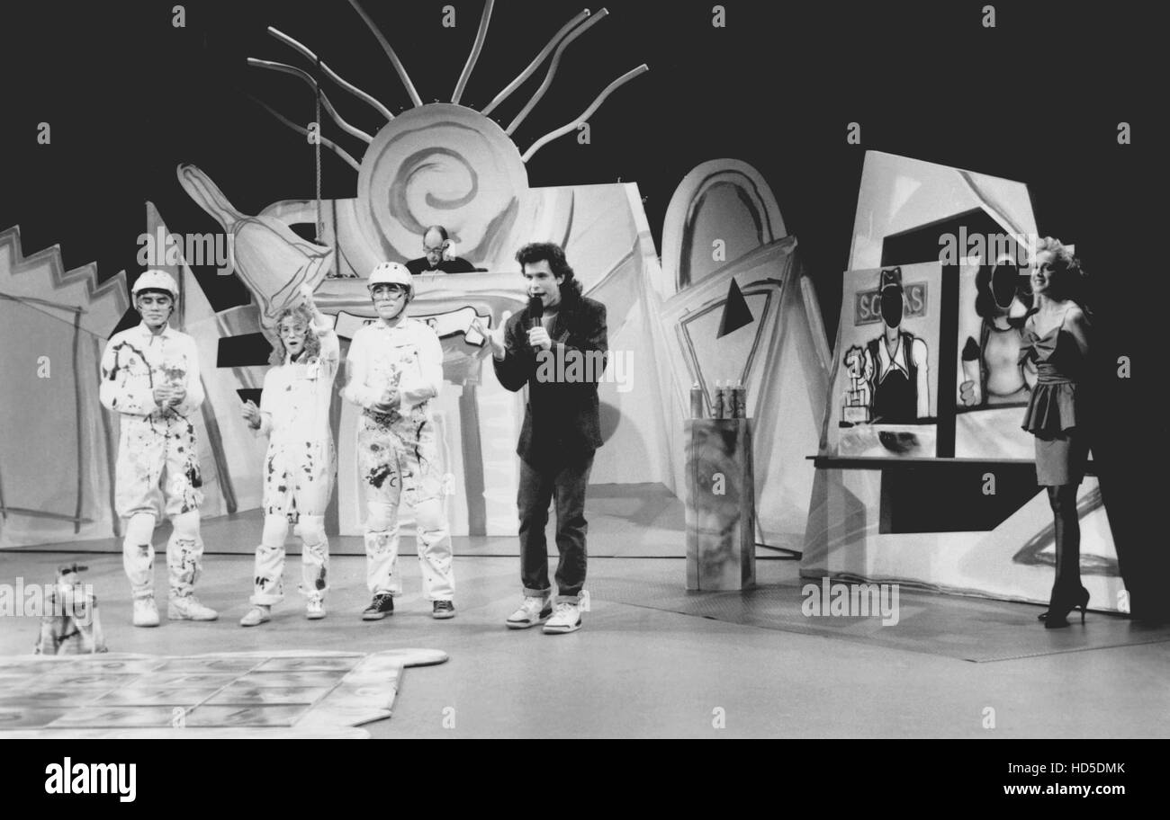 PICTIONARY, host Brian Robbins (center), Julie Friedman (right), 1989 ...