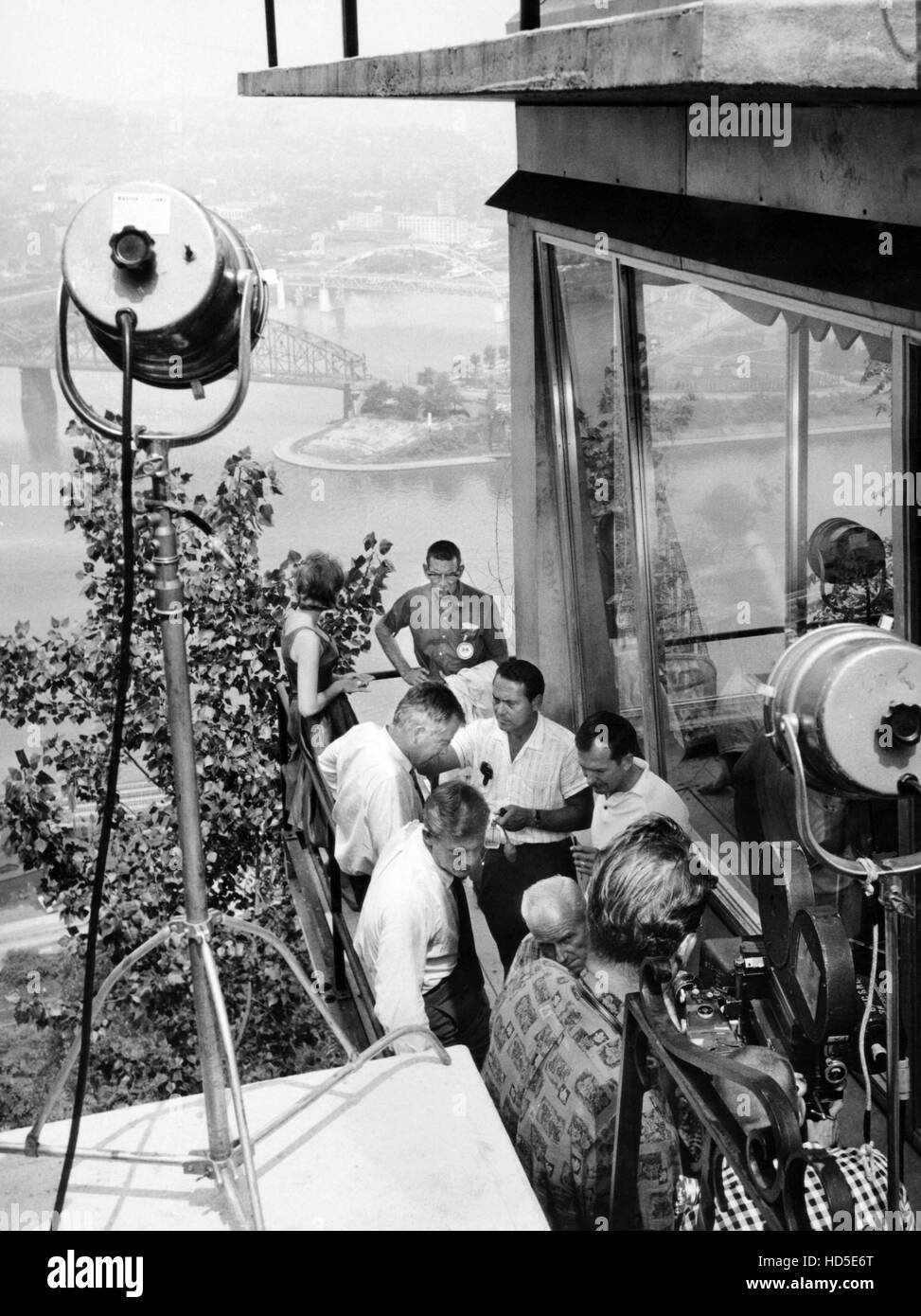 ROUTE 66, Lee Marvin (top left), Martin Milner (bottom left) with crew ...