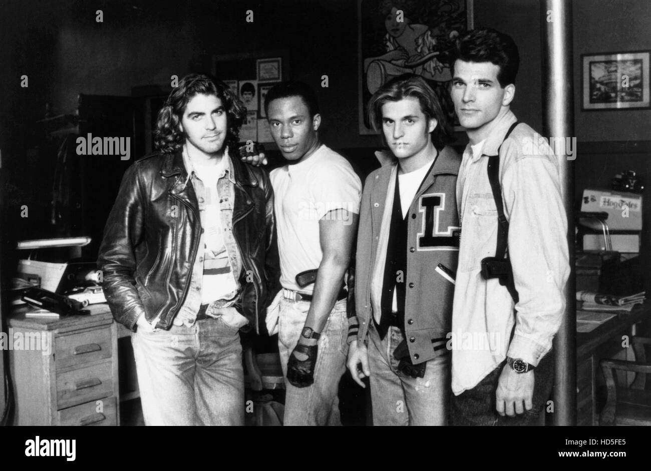 SUNSET BEAT, George Clooney, Erik King, Michael DeLuise, Markus Flanagan, 1990 Stock Photo - Alamy