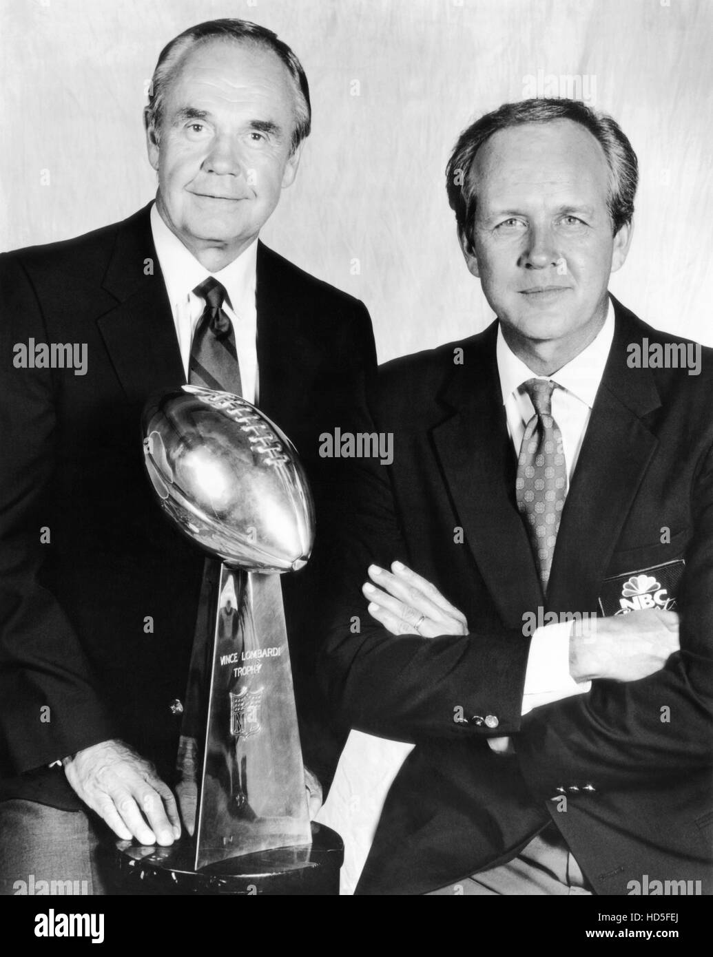 SUPER BOWL XXVII, from left: broadcasters Dick Enberg, Bob Trumpy, 1993 ...