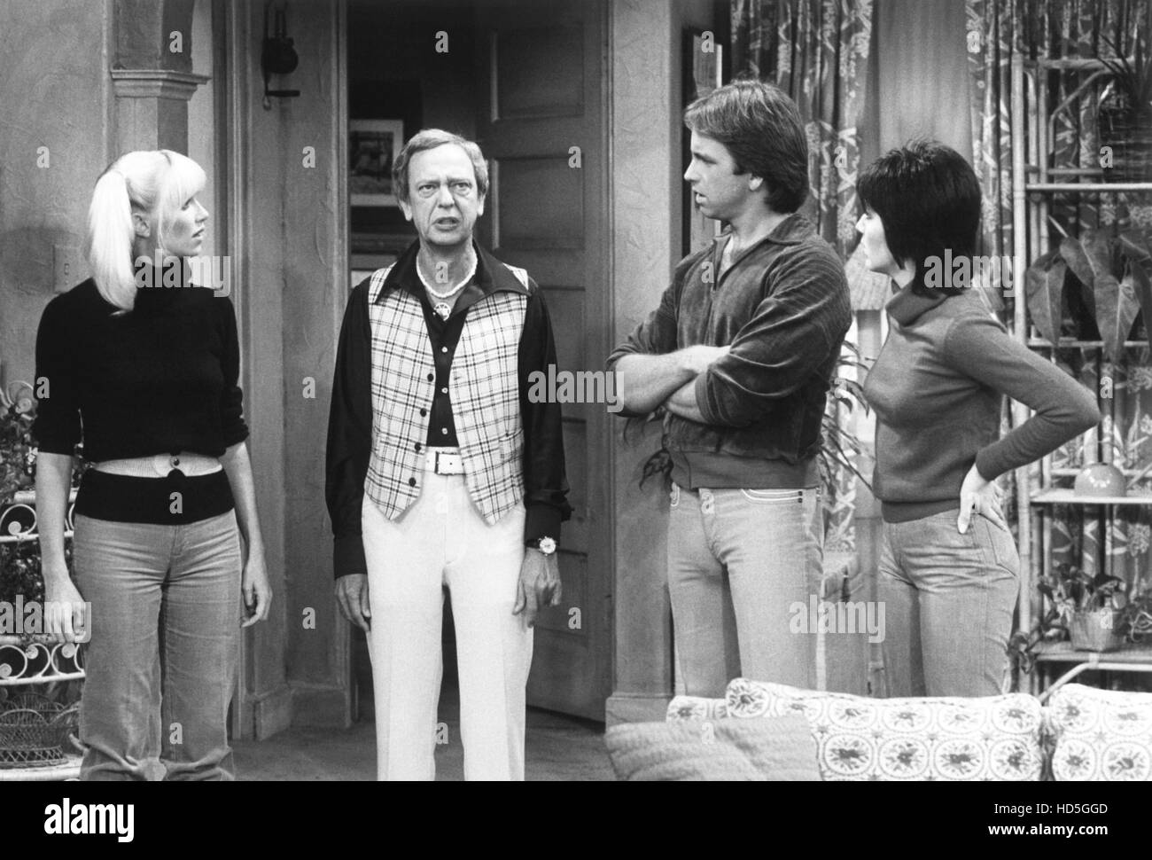 THREE'S COMPANY, from left: Suzanne Somers, Don Knotts, John Ritter ...