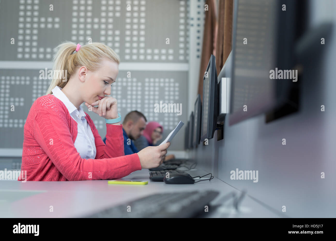 Students learning in computer lab Stock Photo - Alamy