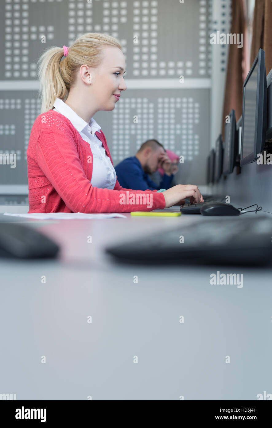 Students learning in computer lab Stock Photo - Alamy