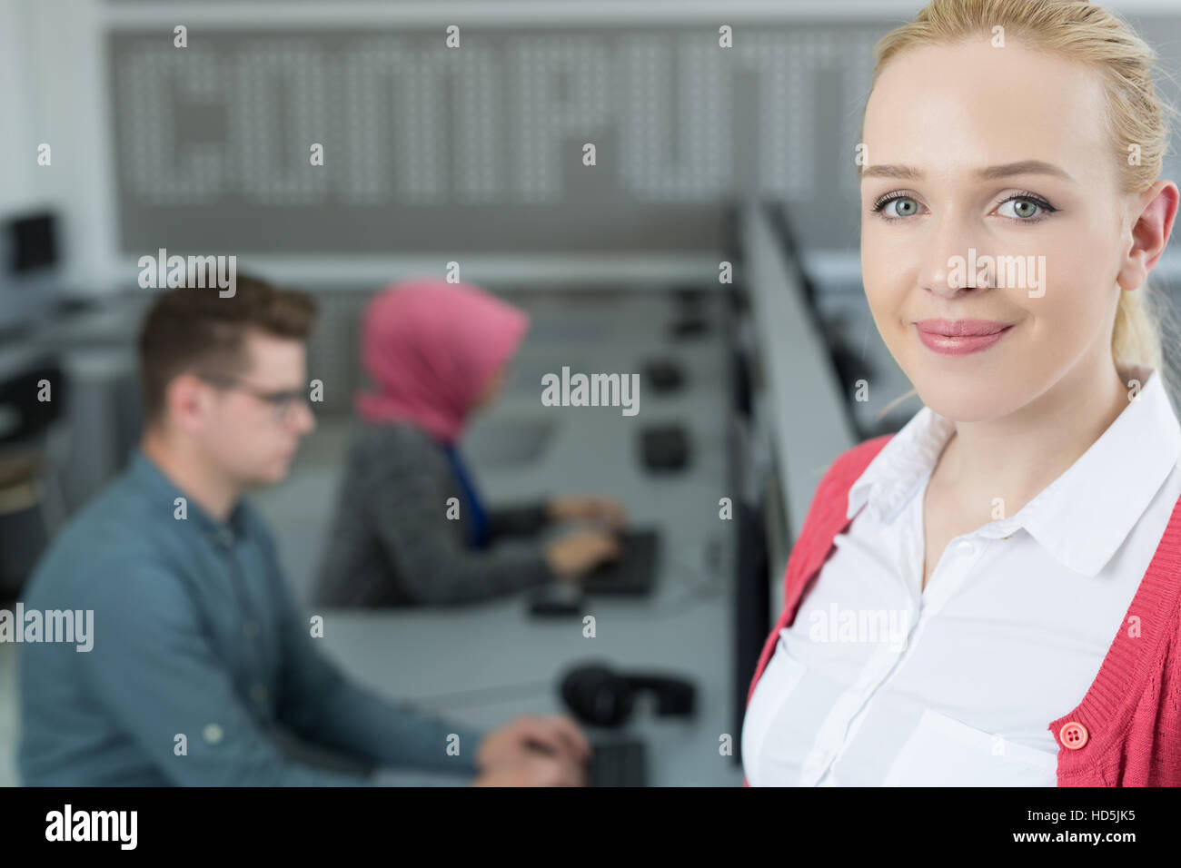 Students learning in computer lab Stock Photo - Alamy