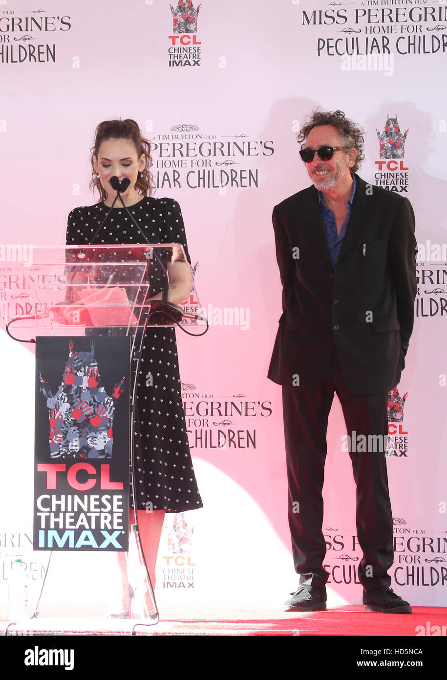 Tim Burton Hand And Footprint Ceremony Featuring: Winona Ryder, Tim ...