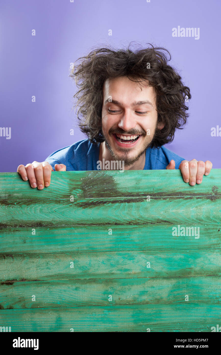Man Cheerful Studio Portrait Concept, man with funny hair Stock Photo ...
