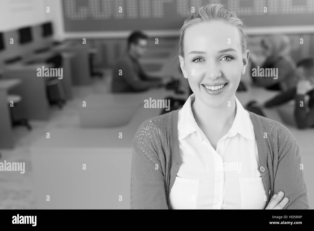 Looking back at computer Black and White Stock Photos & Images - Alamy