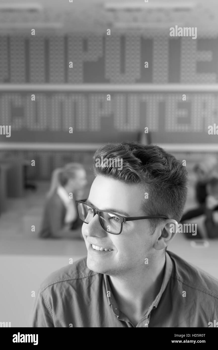 Student in university laboratory Black and White Stock Photos & Images ...