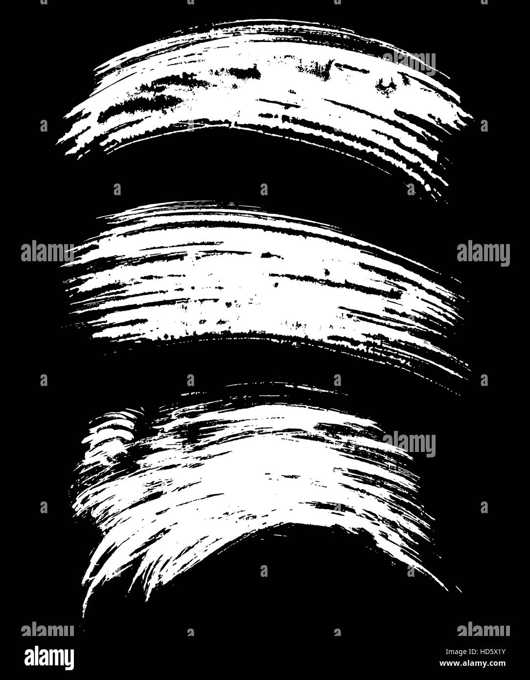 White ink vector brush strokes isolated on black background. Vector ...
