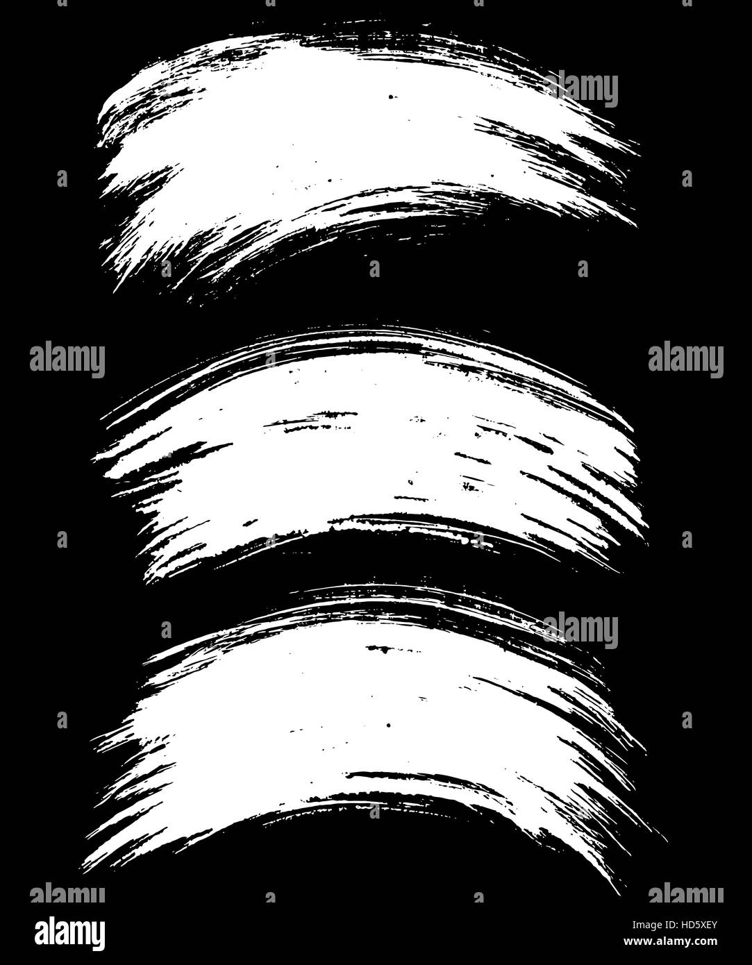 White ink vector brush strokes isolated on black background. Vector ...