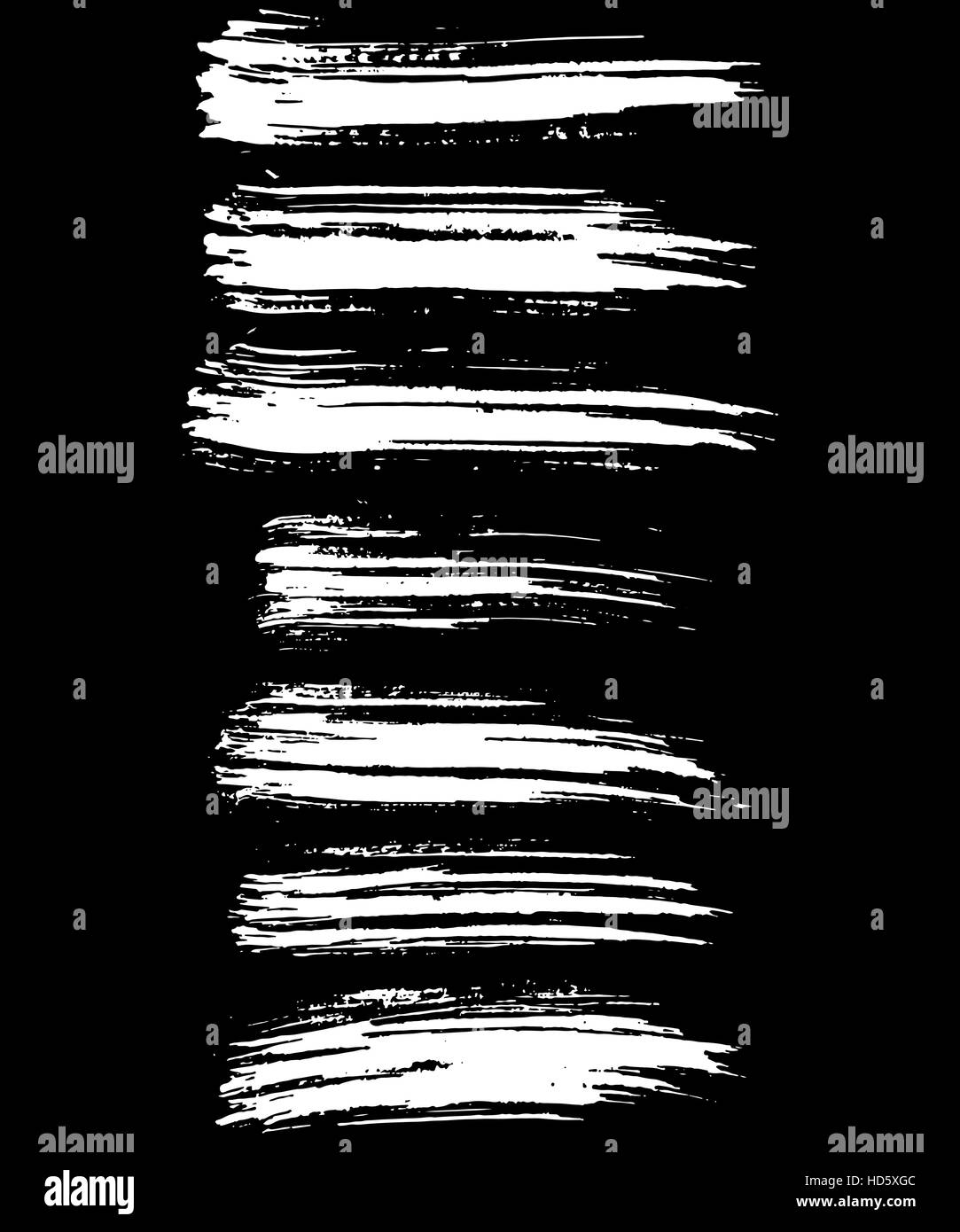 White ink vector brush strokes isolated on black background. Vector ...