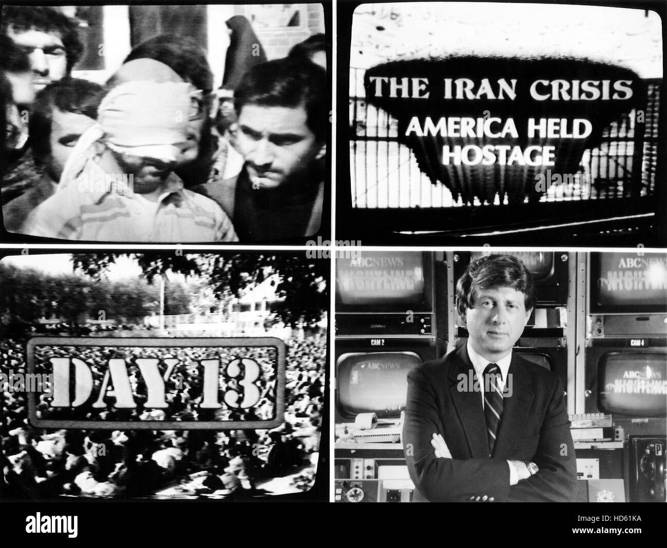AMERICA HELD HOSTAGE, Ted Koppel & ABC monitor shots of his nightly ...