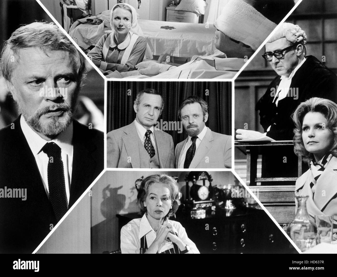 QB VII, center from left: Ben Gazzara, Anthony Hopkins, clockwise from ...