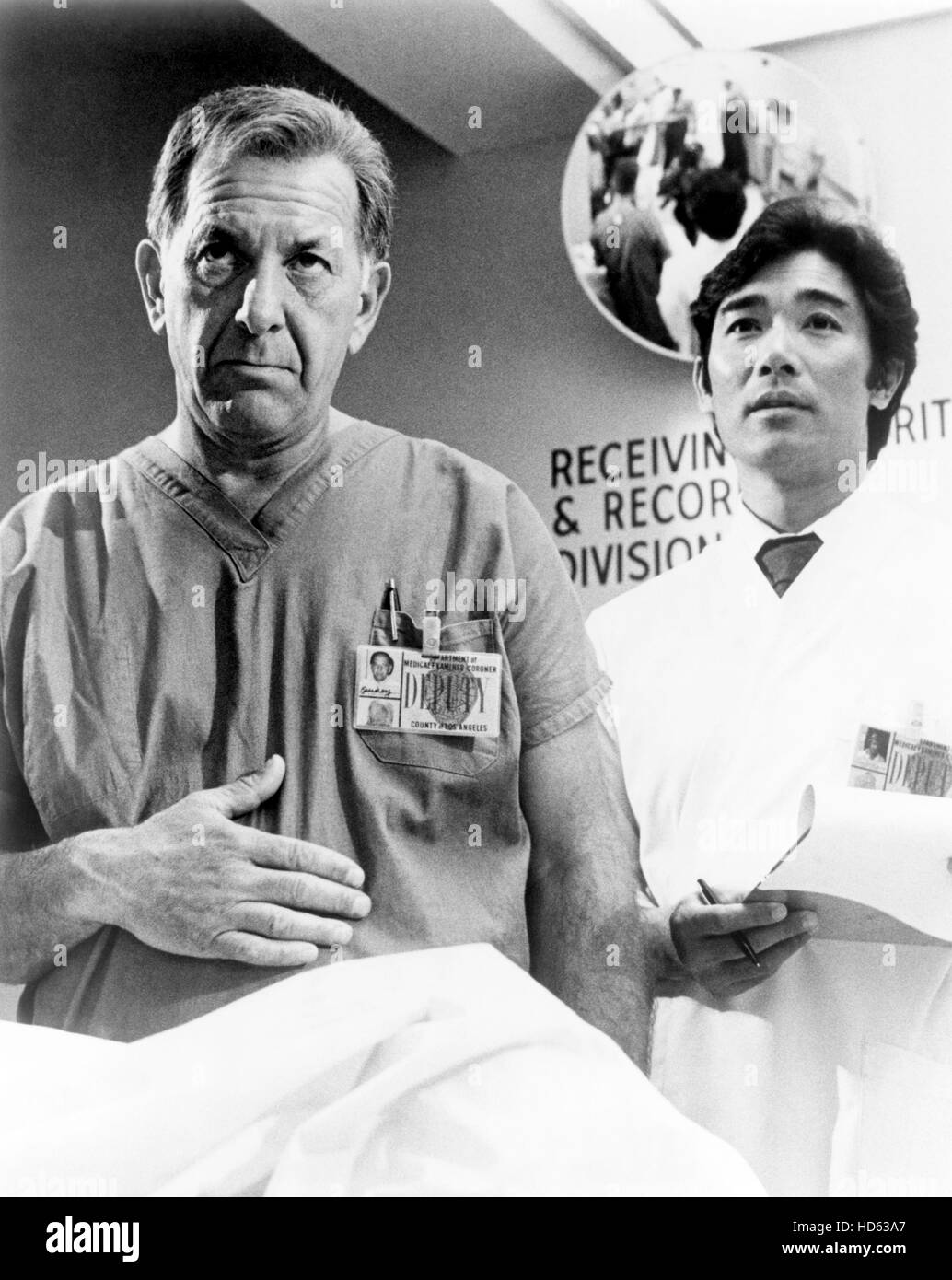 QUINCY, M.E., from left: Jack Klugman, Robert Ito, 1976-83 Stock Photo ...