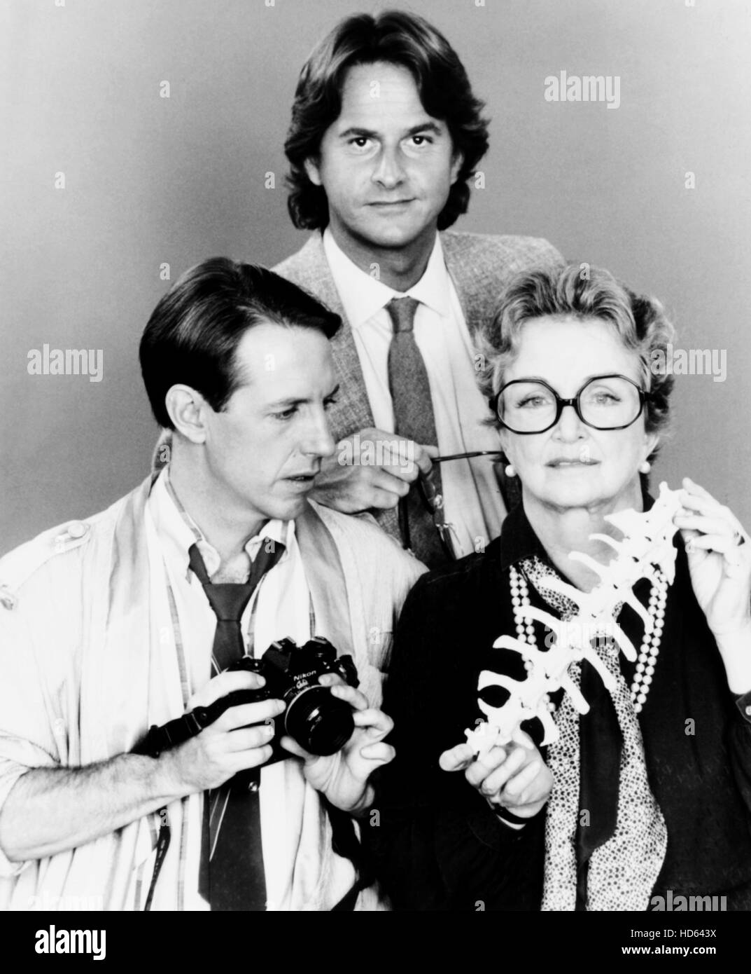 SHADOW CHASERS, from left: Dennis Dugan, Trevor Eve, Nina Foch, 1985 ...