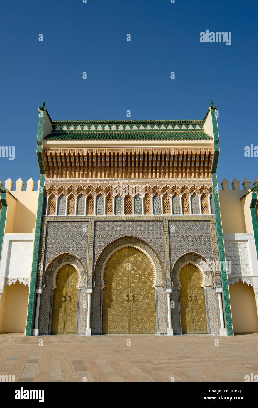 Main gate of the Royal Palace, Dar el-Makhzen, in Fes, Fez, Morocco ...