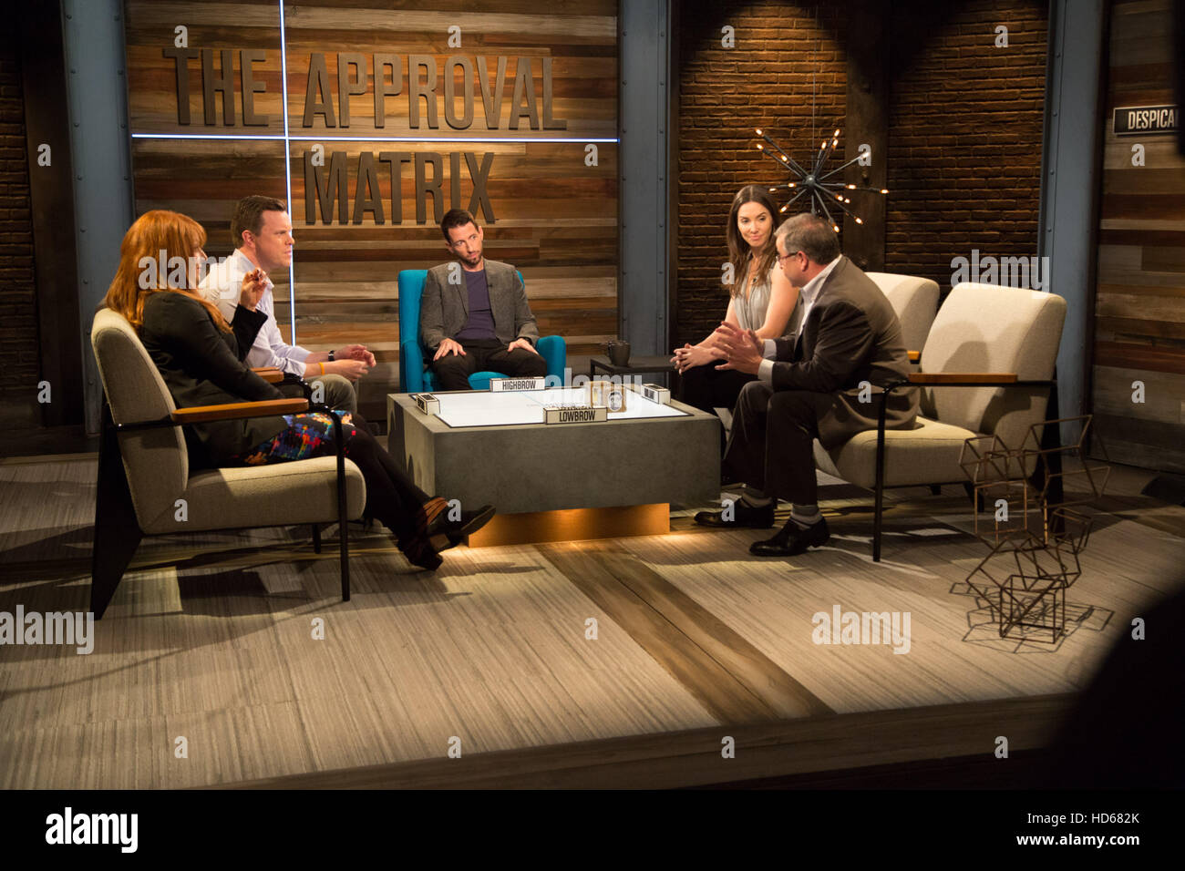 THE APPROVAL MATRIX, (from left): Jule Klausner (back to camera ...