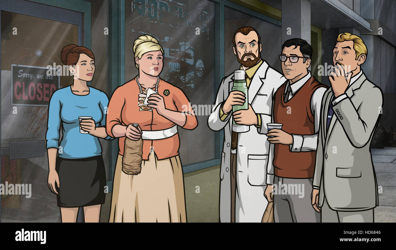 ARCHER, (from left): Cheryl Tunt, Pam Poovey, Dr. Krieger, Cyril Figgis ...