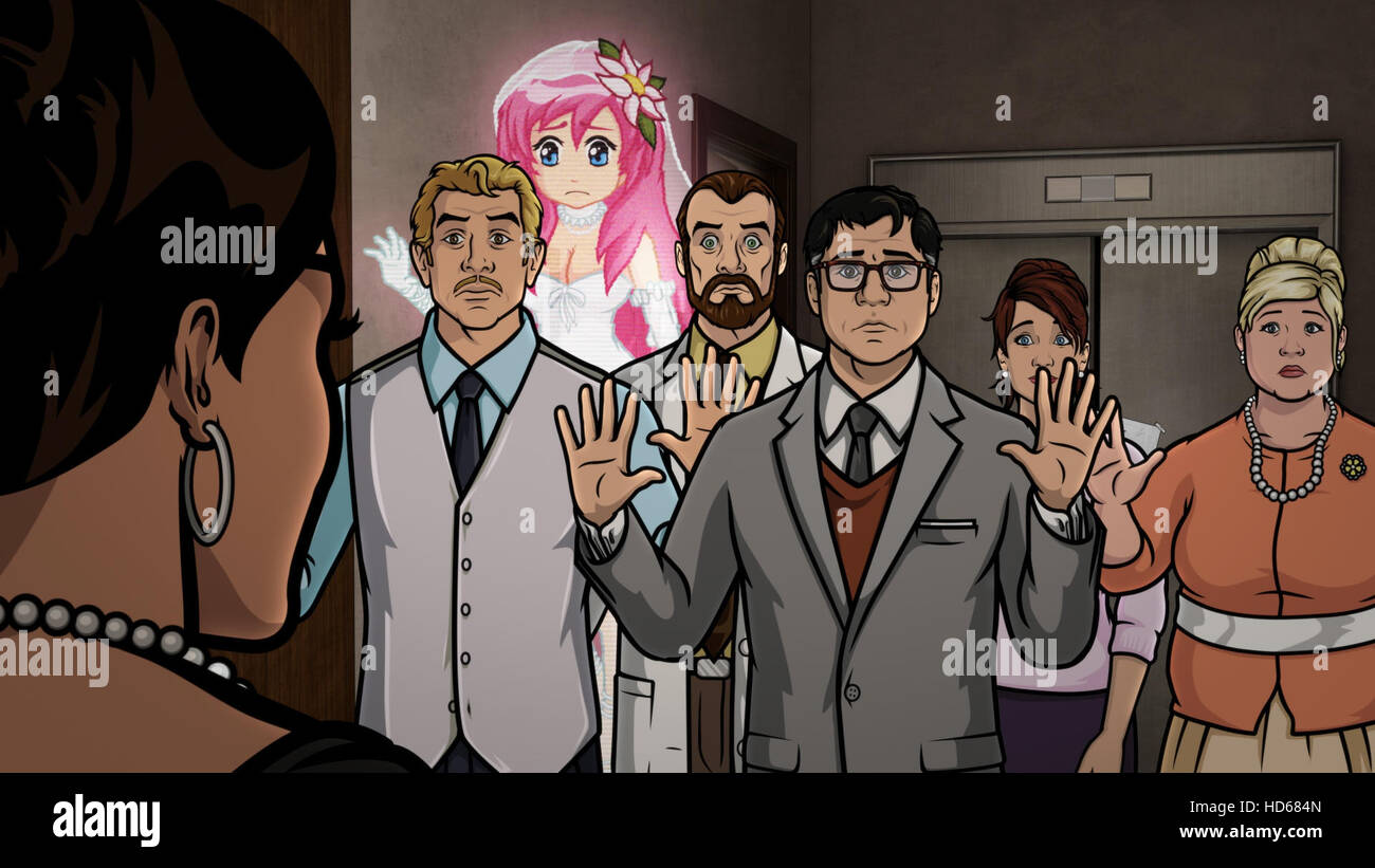 ARCHER, (from left): Lana Kane (back to camera), Lee Gillette, Mitsuko ...