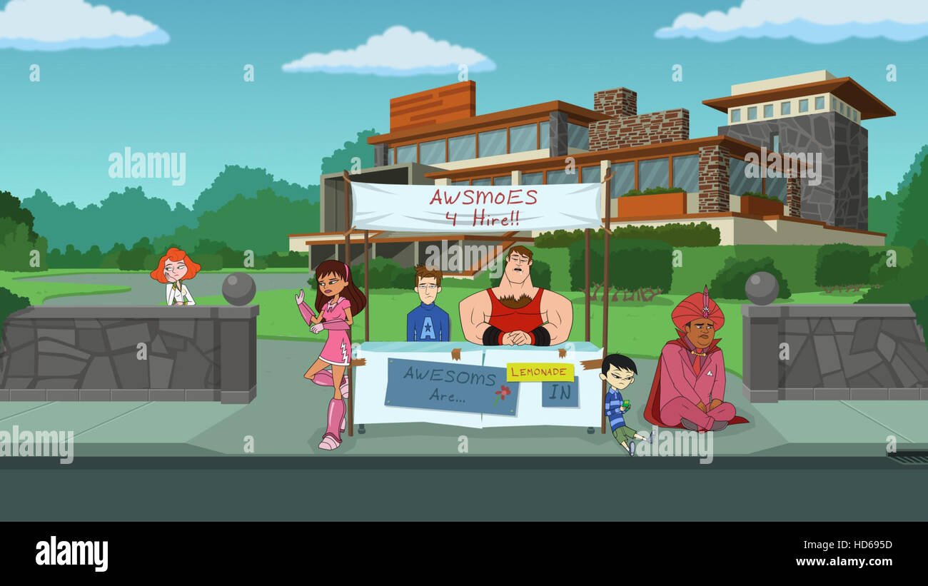 THE AWESOMES, (from left): Concierge, Hotwire, Prock, Muscleman, Tim ...