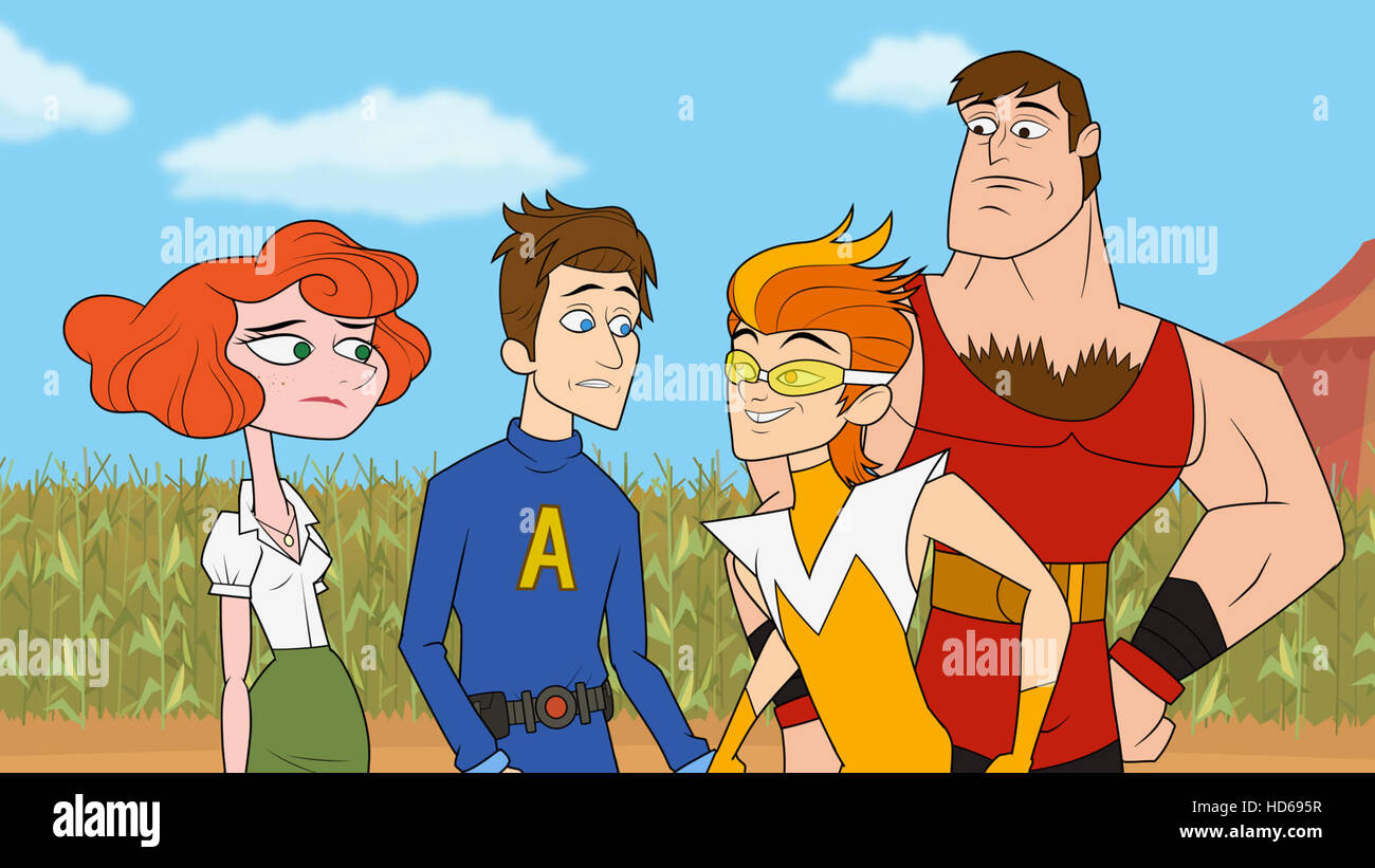 THE AWESOMES, (from left): Concierge, Prock Awesome, Frantic Danger ...