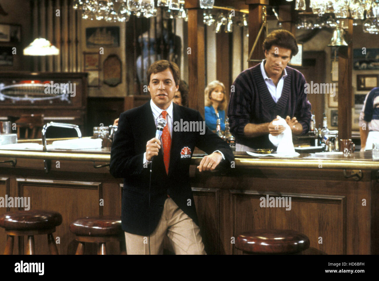CHEERS: LAST CALL!, Bob Costas, Shelley Long (middle background), Ted ...